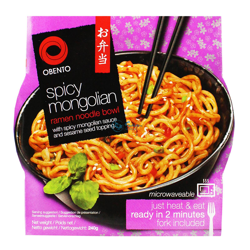 Noodles instant, cu sos mongolez picant, 240g, Obento – Asian Mart