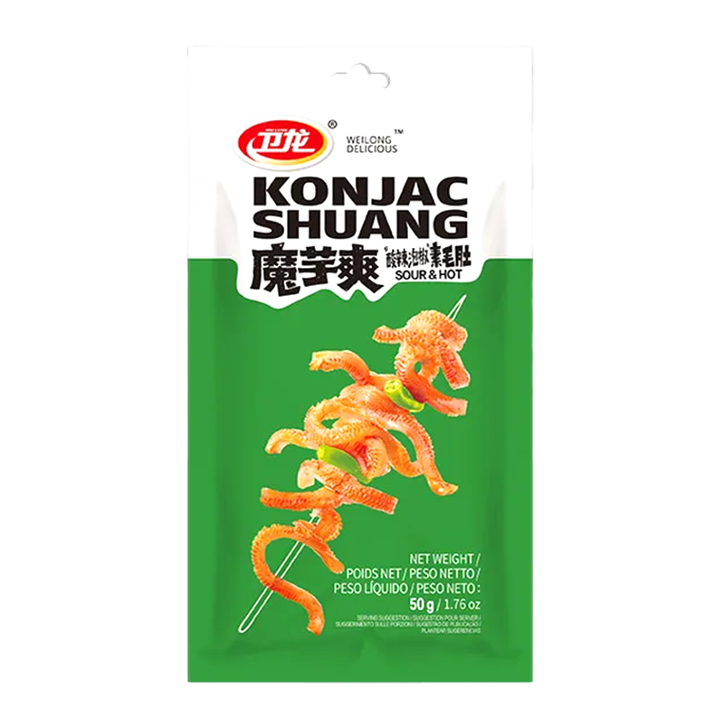 Snack chinezesc, din konjac, aroma acra-picanta, 50g, Wei Long – Asian Mart